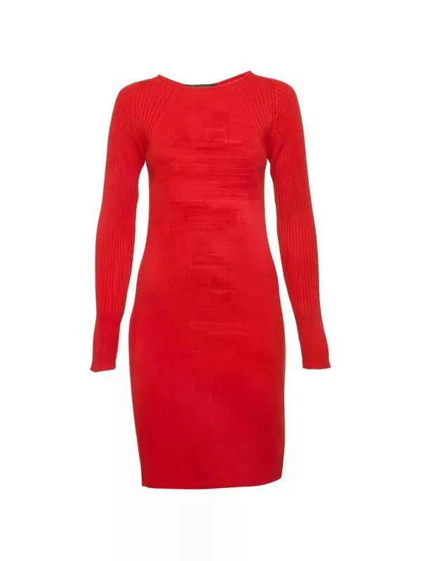 Versace Rib-knit Wool Midi Dress - Red