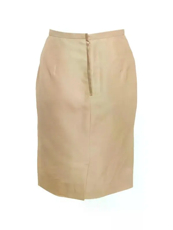 Valentino Garavani Beige Silk Dart Detail Midi Skirt - Neutrals