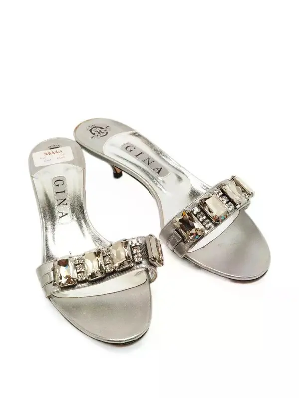 GINA Crystal Embellished Metallic Slide Sandals