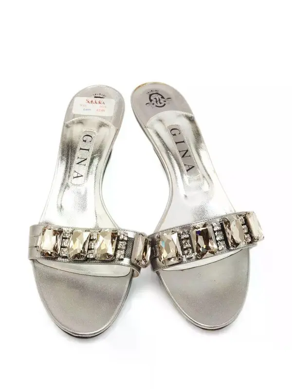 GINA Crystal Embellished Metallic Slide Sandals