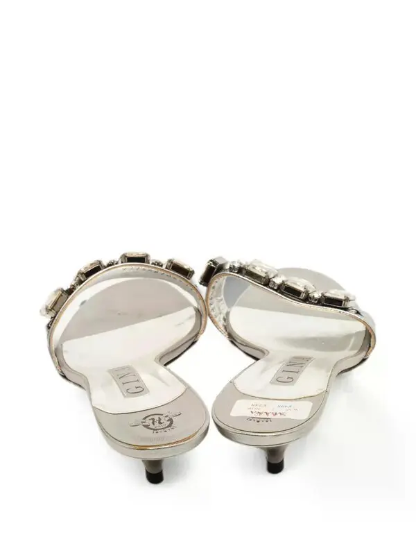 GINA Crystal Embellished Metallic Slide Sandals