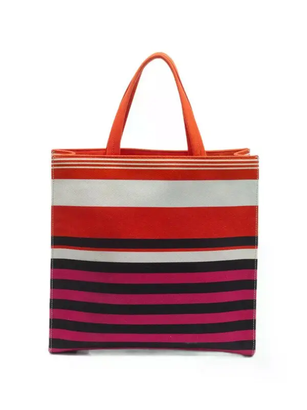 Prada Logo-embossed Stripe Tote Bag