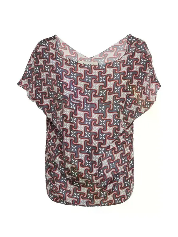 Marni Geometric Print Silk Blouse
