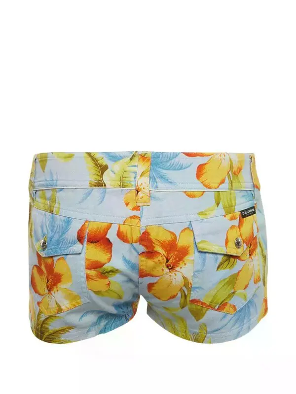Dolce & Gabbana Floral-print Denim Shorts