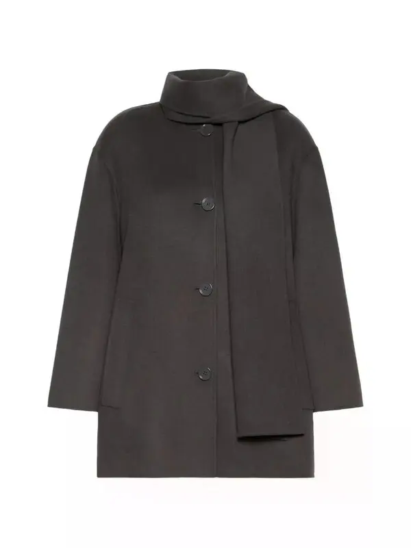 Max Mara Wool Coat With Scarf Detail - Grey