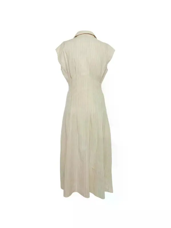 Sandro Striped Pleated Linen Midi Dress