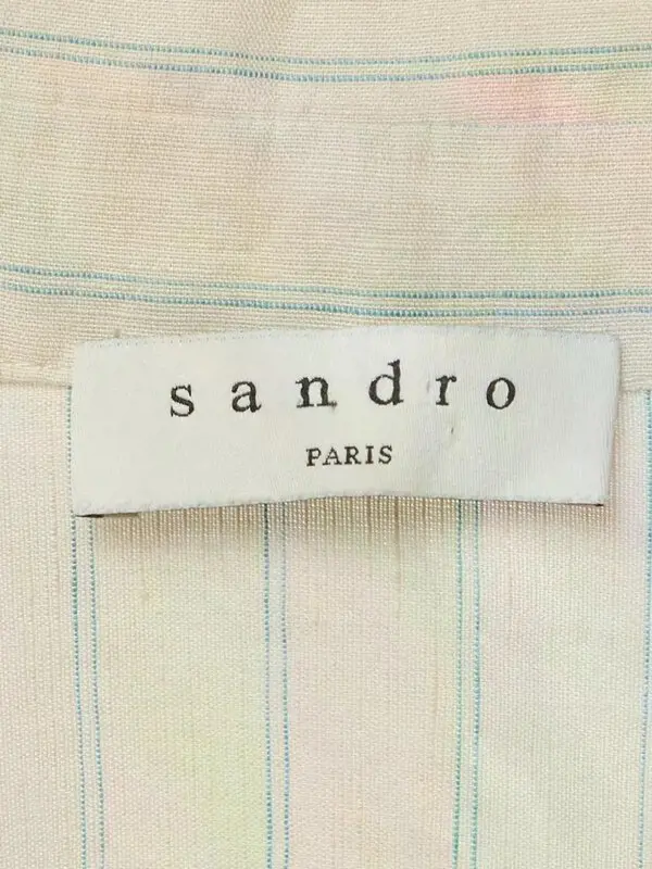 Sandro Striped Pleated Linen Midi Dress