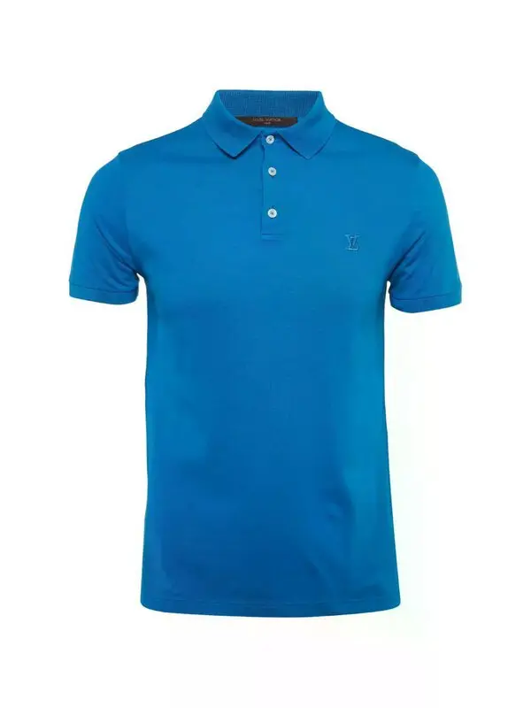 LOUIS VUITTON Logo-embroidered Pique Polo T-shirt - Blue