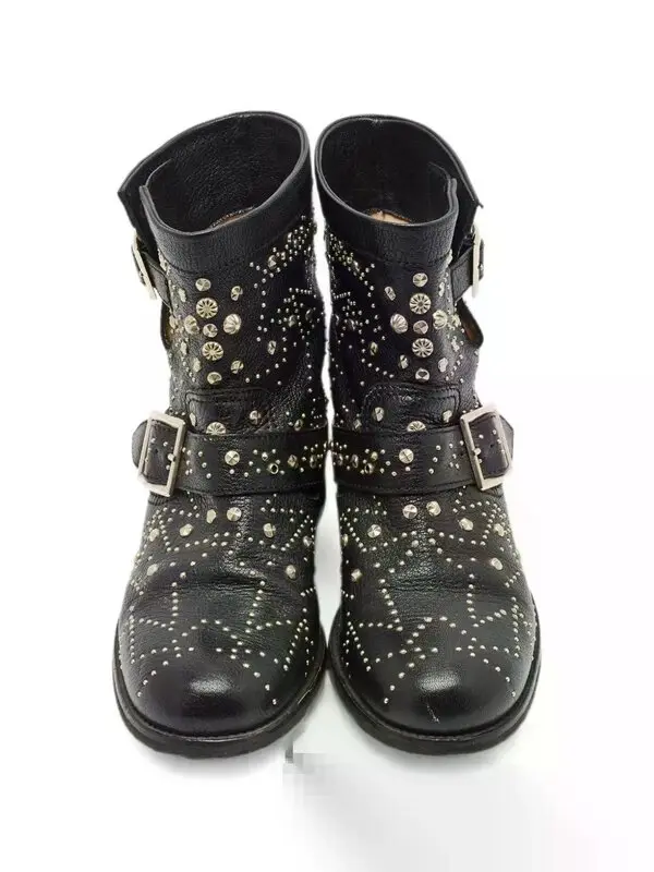 JIMMY CHOO Studded Biker Boots - Black