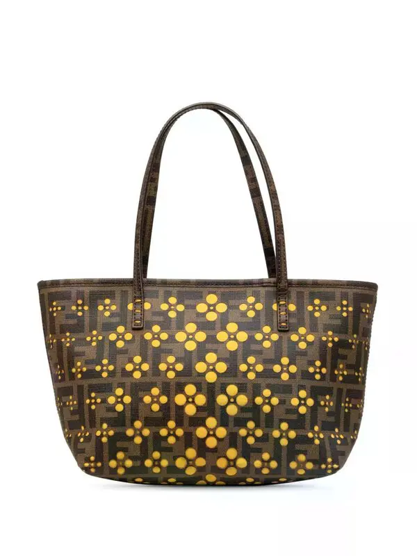 Fendi Small Perforated Zucca Spalmati Roll Tote Bag - Brown