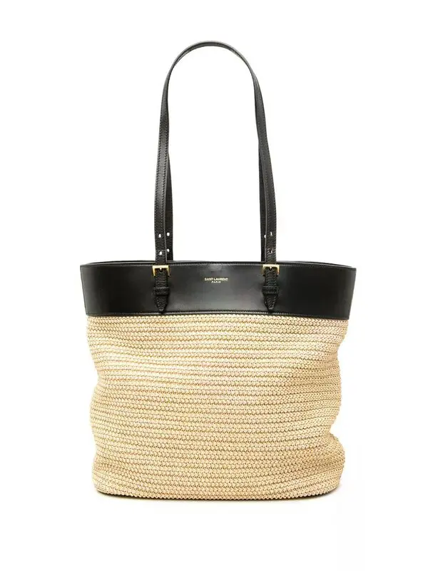 Saint Laurent Boucle Raffia Shopper Tote Bag