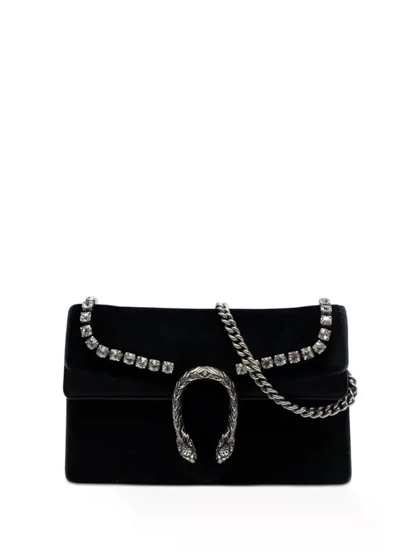 Gucci Dionysus Mini Crystal Embellished Velvet Crossbody Bag - Black