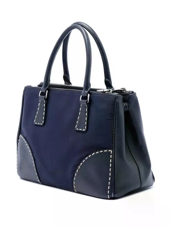 Prada Galleria Double Zip Satchel - Blue