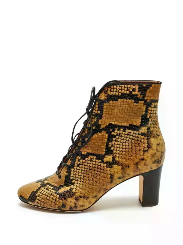 Tory Burch Vienna Snakeskin-embossed Lace-up Ankle Boots - Brown