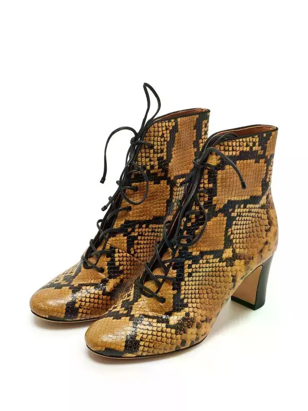 Tory Burch Vienna Snakeskin-embossed Lace-up Ankle Boots
