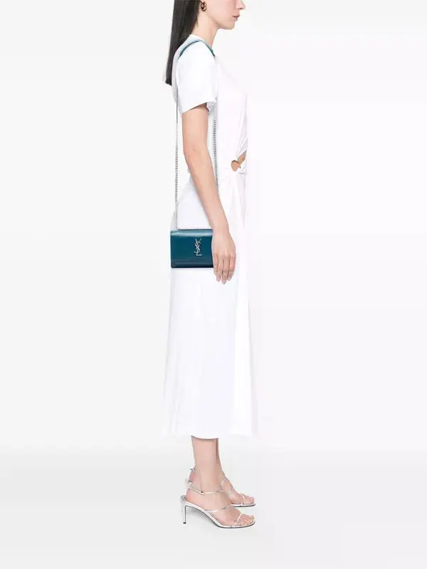 Saint Laurent Mini Calfskin Monogram Sunset Wallet On Chain Bag - Blue