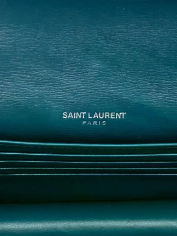 Saint Laurent Mini Calfskin Monogram Sunset Wallet On Chain Bag - Blue