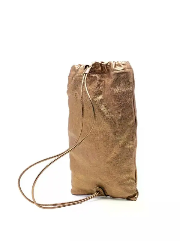 Burberry Metallic Grained Calfskin Drawstring Sling Bag Backpack