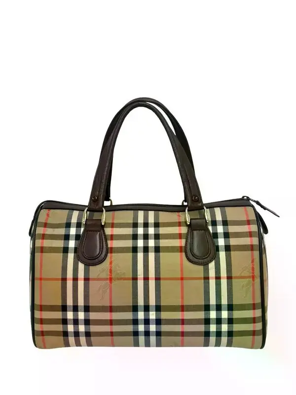 Burberry Haymarket Check Canvas Boston Bag - Neutrals