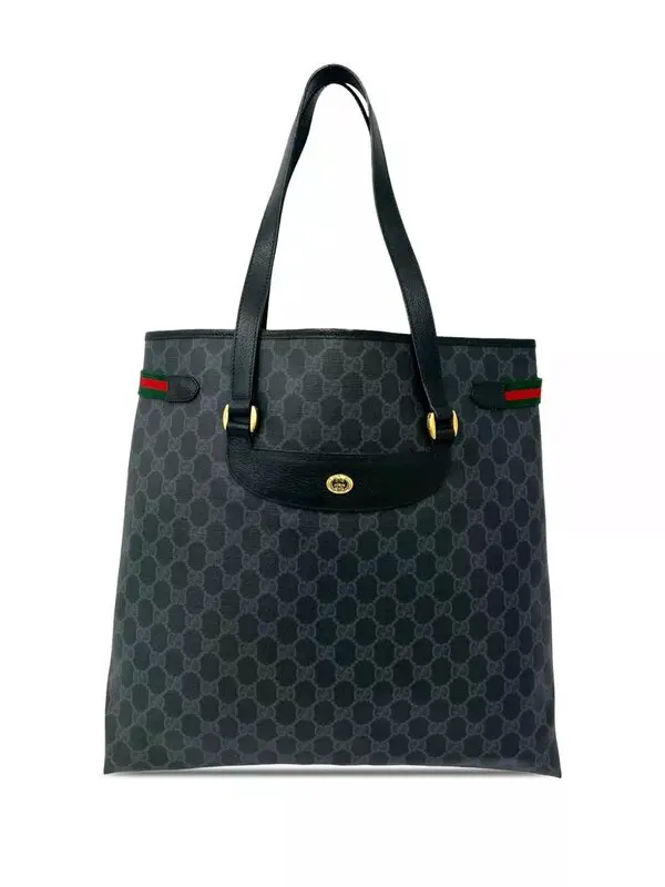 Gucci Gg Supreme Web Tote Bag - Black