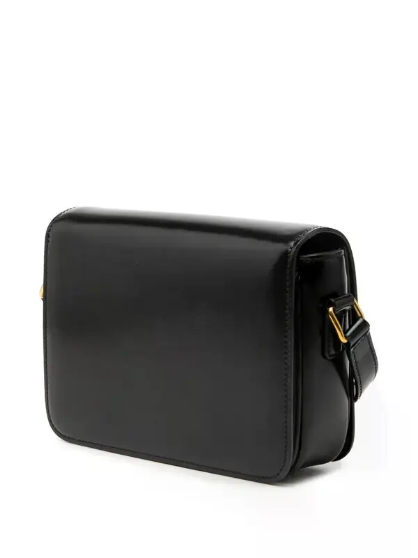 Celine Shiny Calfskin Triomphe Crossbody Bag - Black