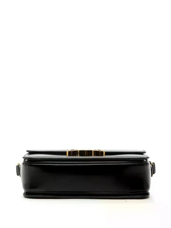 Celine Shiny Calfskin Triomphe Crossbody Bag - Black
