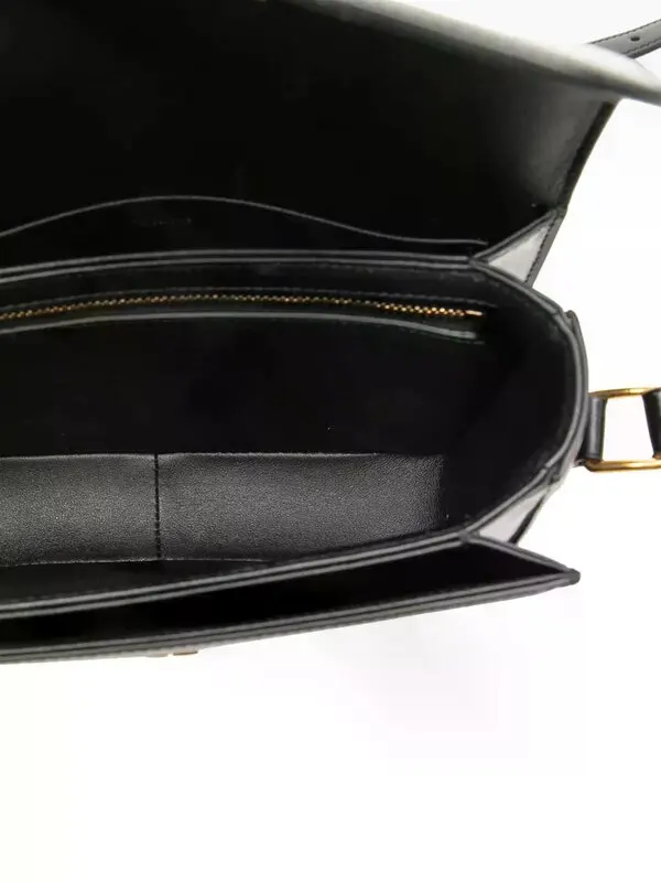 Celine Shiny Calfskin Triomphe Crossbody Bag - Black