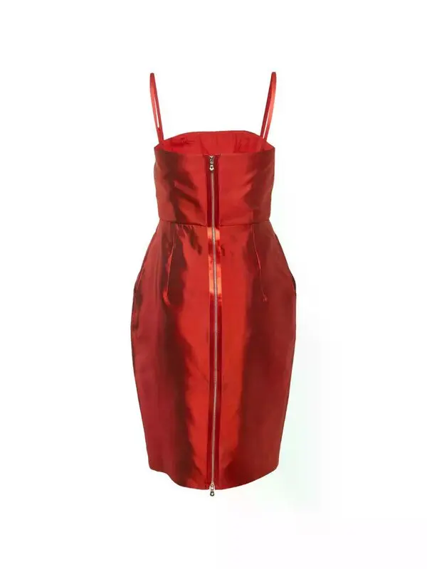 Dolce & Gabbana Silk Pleated Sleeveless Mini Dress - Red