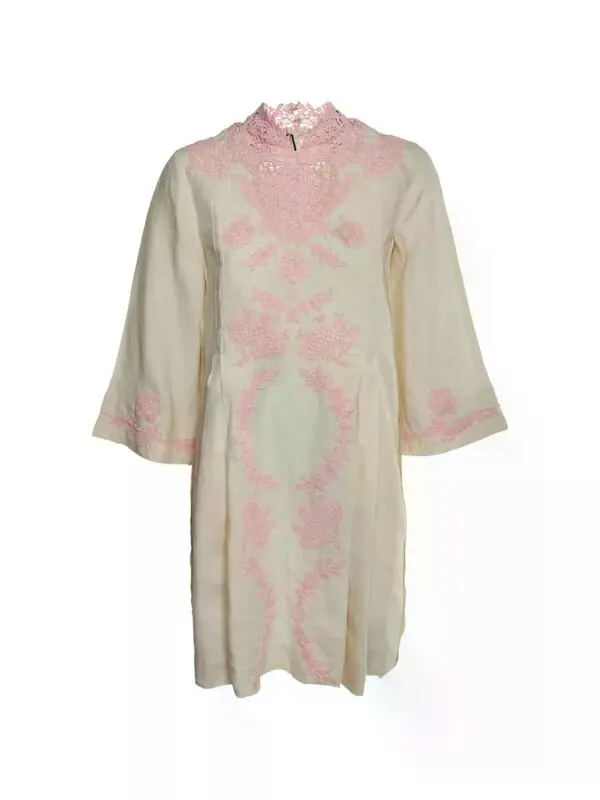 Gucci Floral Lace Detail Mini Dress - Neutrals
