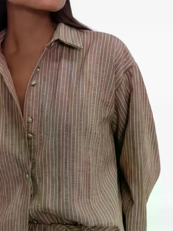 TAYLOR Vertical Stripe Shirt - Neutrals