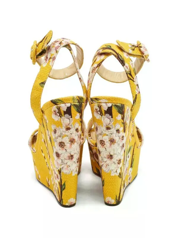 Dolce & Gabbana Floral-print Platform Wedge Sandals