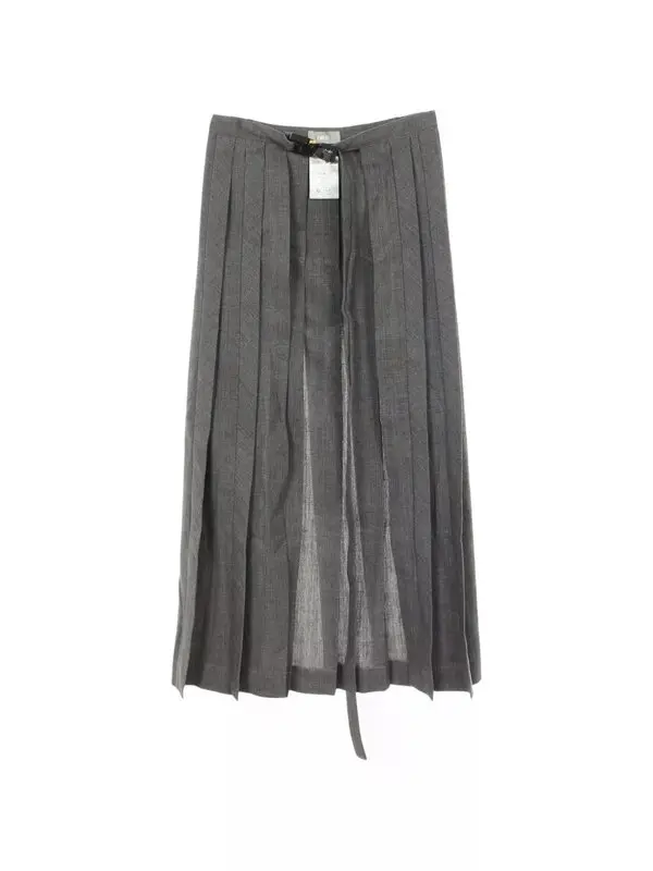 Dior Pleated Wrap Midi Skirt - Grey