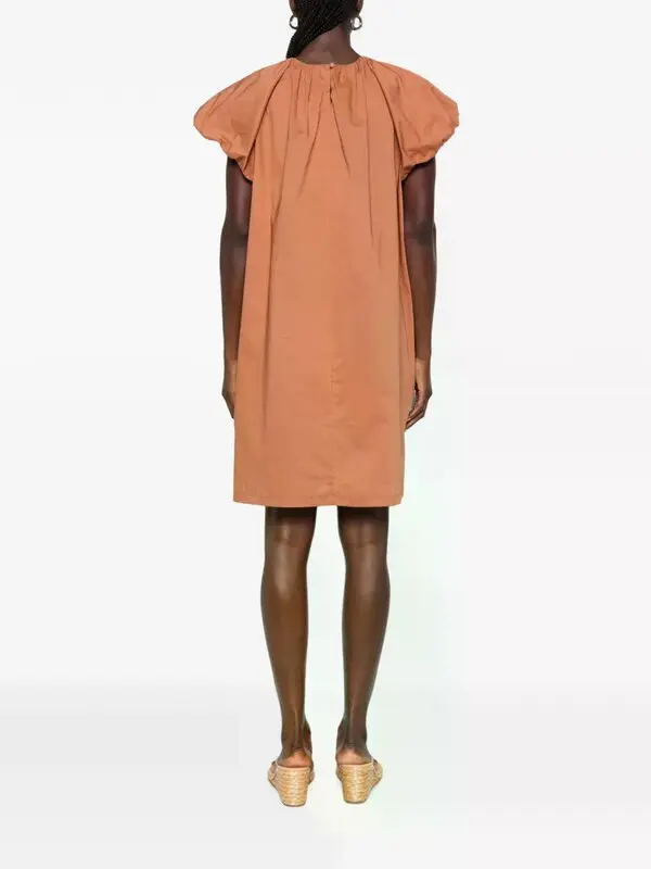 MOUTAKI Belted Puff-sleeve Mini Dress