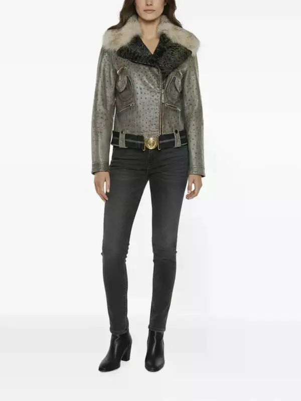 Gucci Belted Fur Collar Jacket - Grey