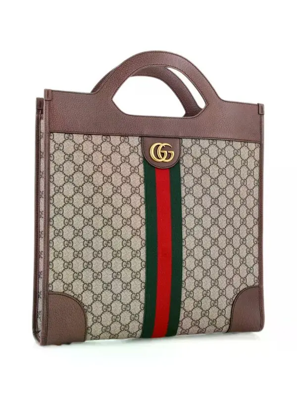 Gucci Ophidia Cut Out Handle Gg Coated Canvas Medium Tote Bag - Brown