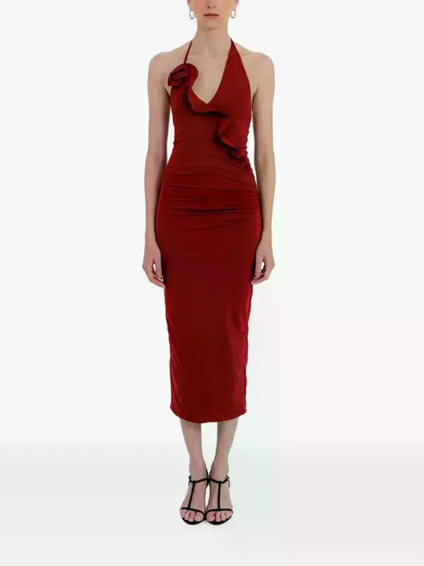 MAYGEL CORONEL Coralina Floral-detail Ruffled Midi Dress - Red