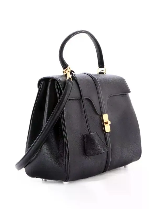 Celine 16 Top Handle Bag In Grained Calfskin