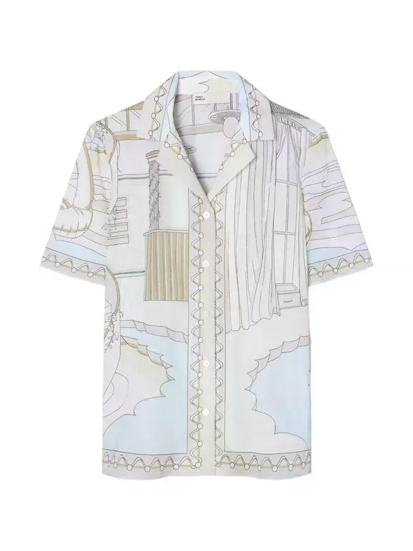Tory Burch Printed Cotton Camp Shirt
