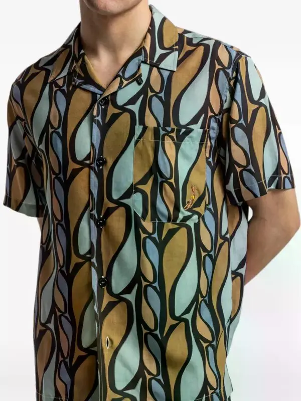 MOSSO SUN WEAR Fish-print Short-sleeve Shirt