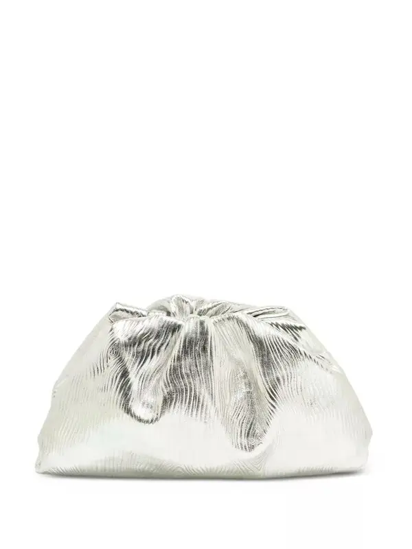 Bottega Veneta The Pouch Embossed Clutch Bag - Silver