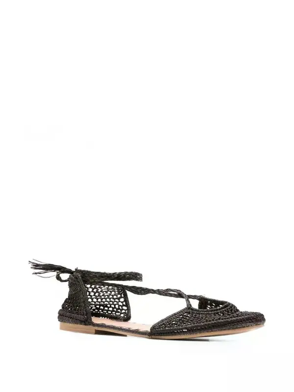 SLO_HAND_MADE Woven Lace-up Ballet Flats