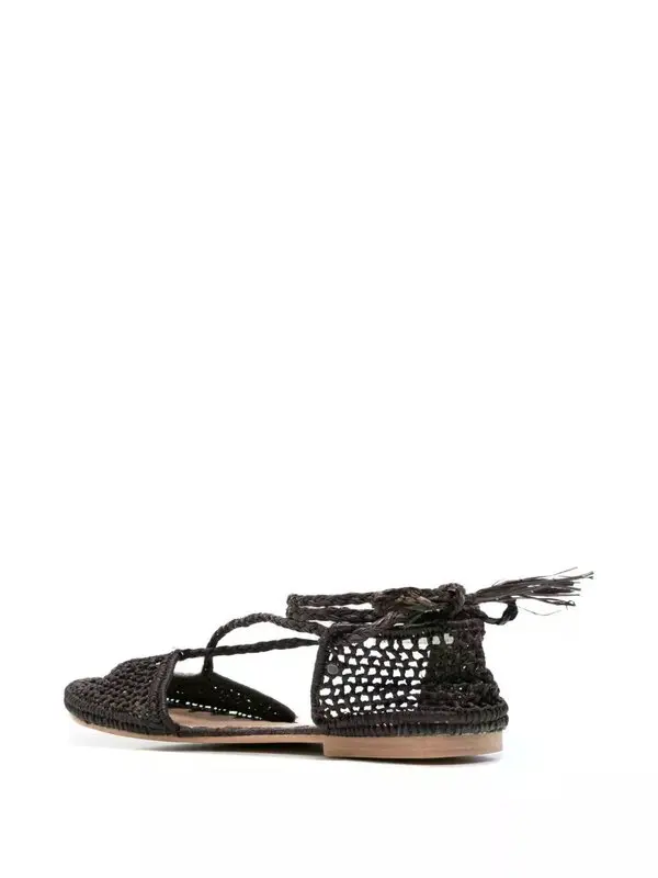 SLO_HAND_MADE Woven Lace-up Ballet Flats