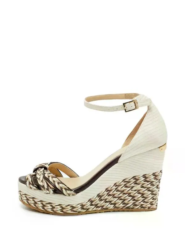 JIMMY CHOO Raffia Wedge Heeled Sandals - Neutrals