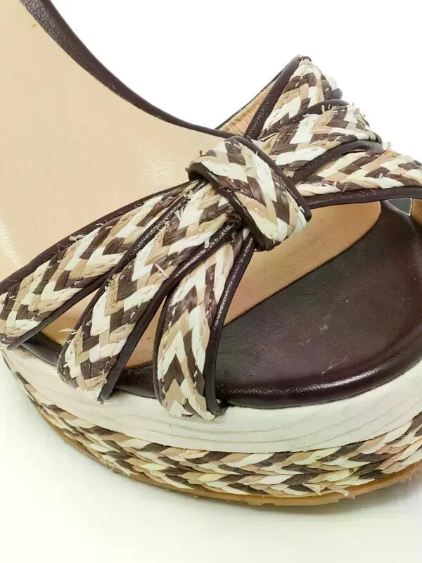 JIMMY CHOO Raffia Wedge Heeled Sandals