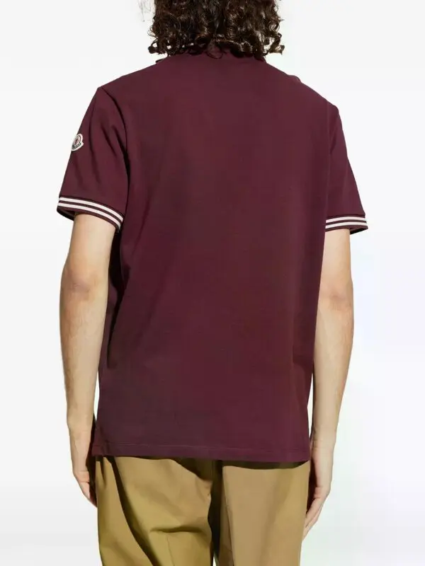 Moncler Logo-embroidered Striped-trim Polo Shirt