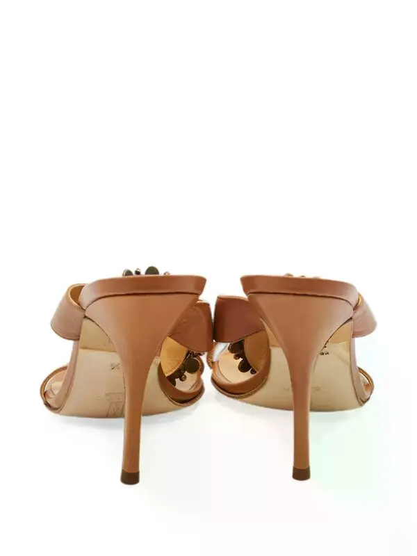GINA Crystal-embellished Leather Heeled Sandals