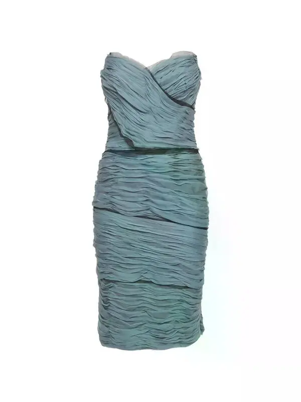 Dolce & Gabbana Ruched Strapless Midi Dress - Blue