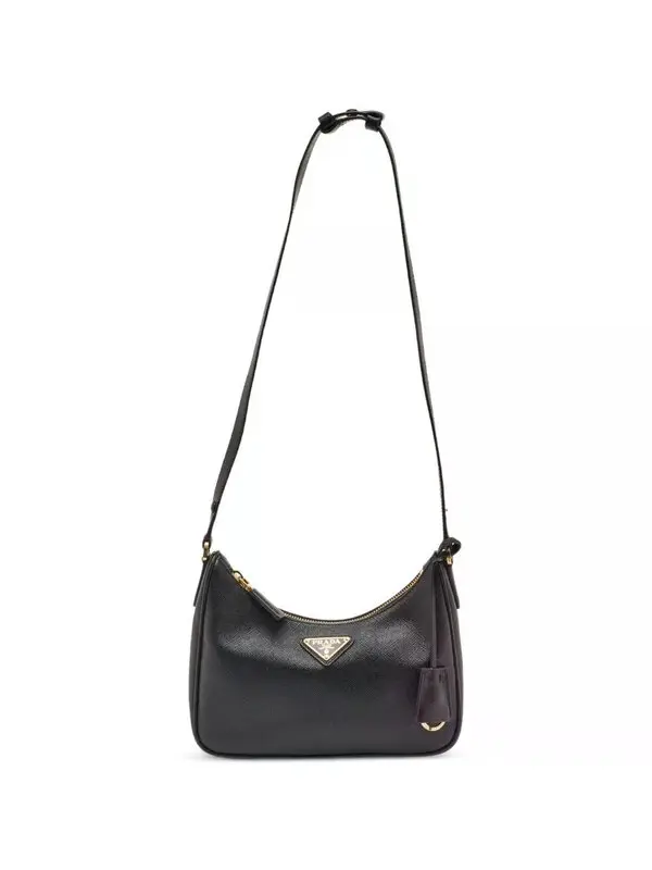 Prada Re-edition Saffiano Leather Shoulder Bag - Black