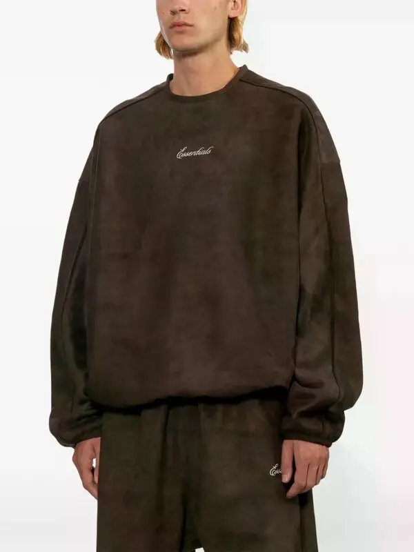 ESSENTIALS Logo-embroidered Suede-effect Sweater