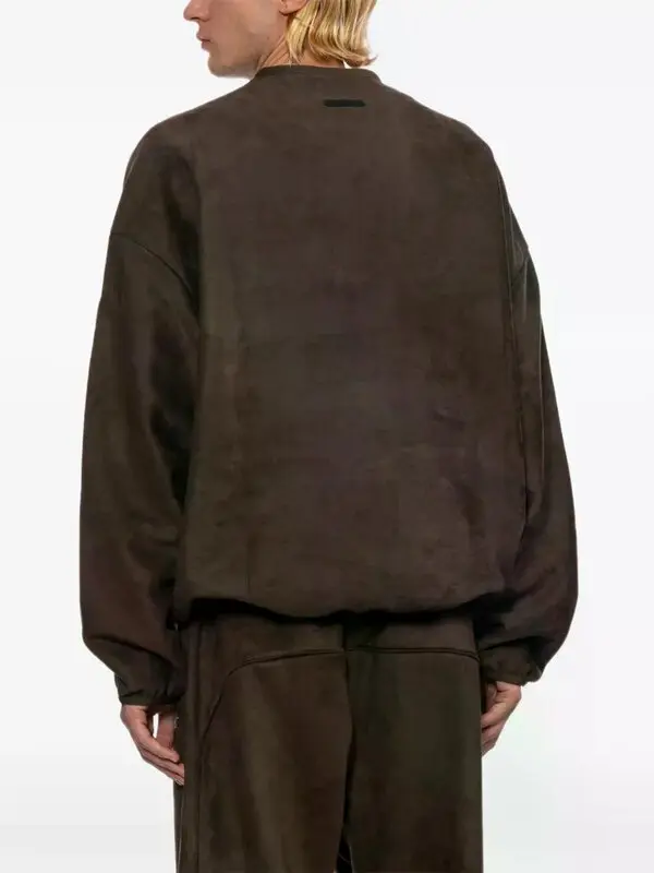 ESSENTIALS Logo-embroidered Suede-effect Sweater